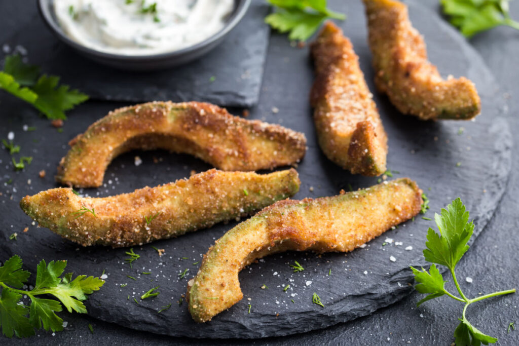 Crispy Avocado Fingers with spicy lime crema – Eats by the Beach